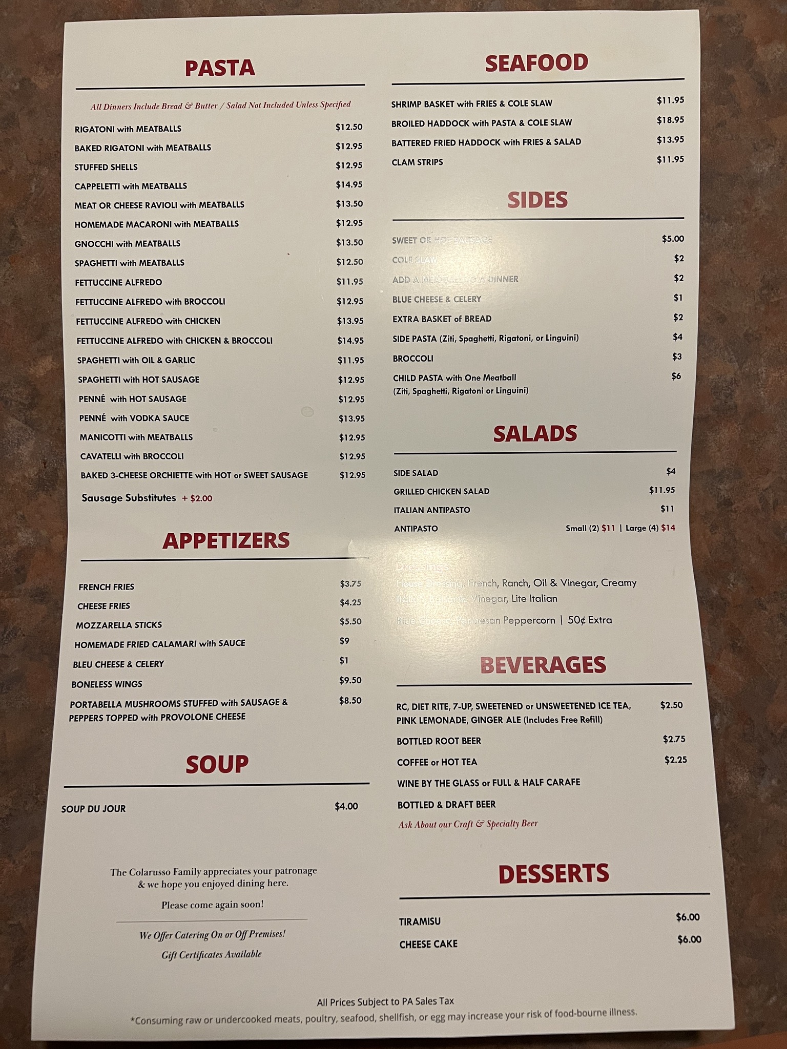 Colarusso's Cafe – Since 1981