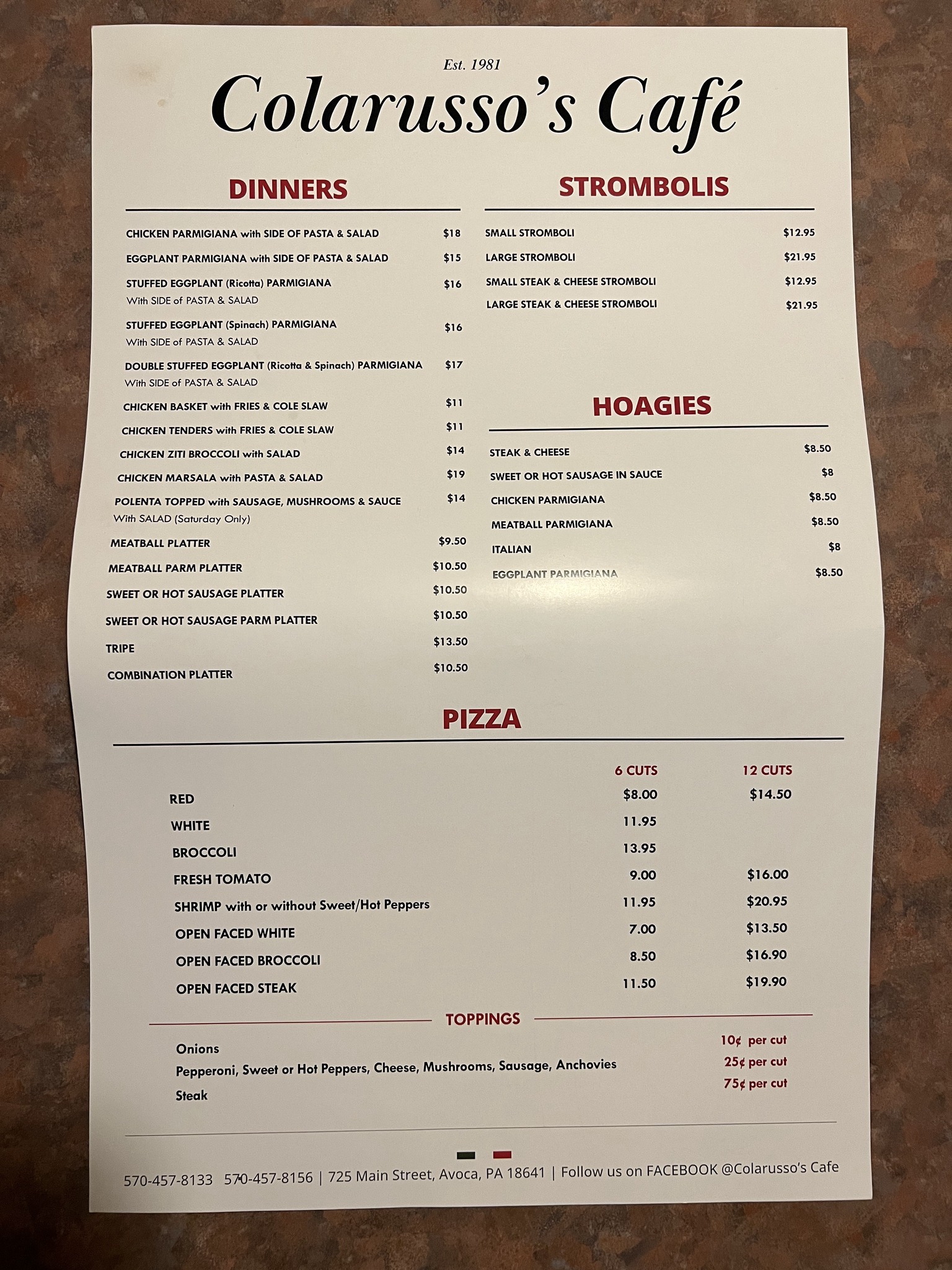 Colarusso's Cafe – Since 1981